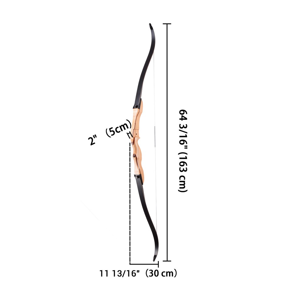 65" 30lbs Recurve Long Bow Draw Right Hand Traditional Archery Hunting ...