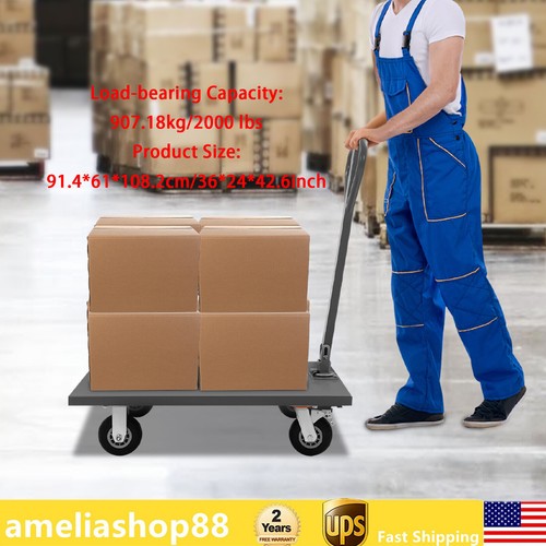 Industrial Flat Dolly Cart Heavy Duty Cart Flatbed Hand Truck 2000 lbs ...