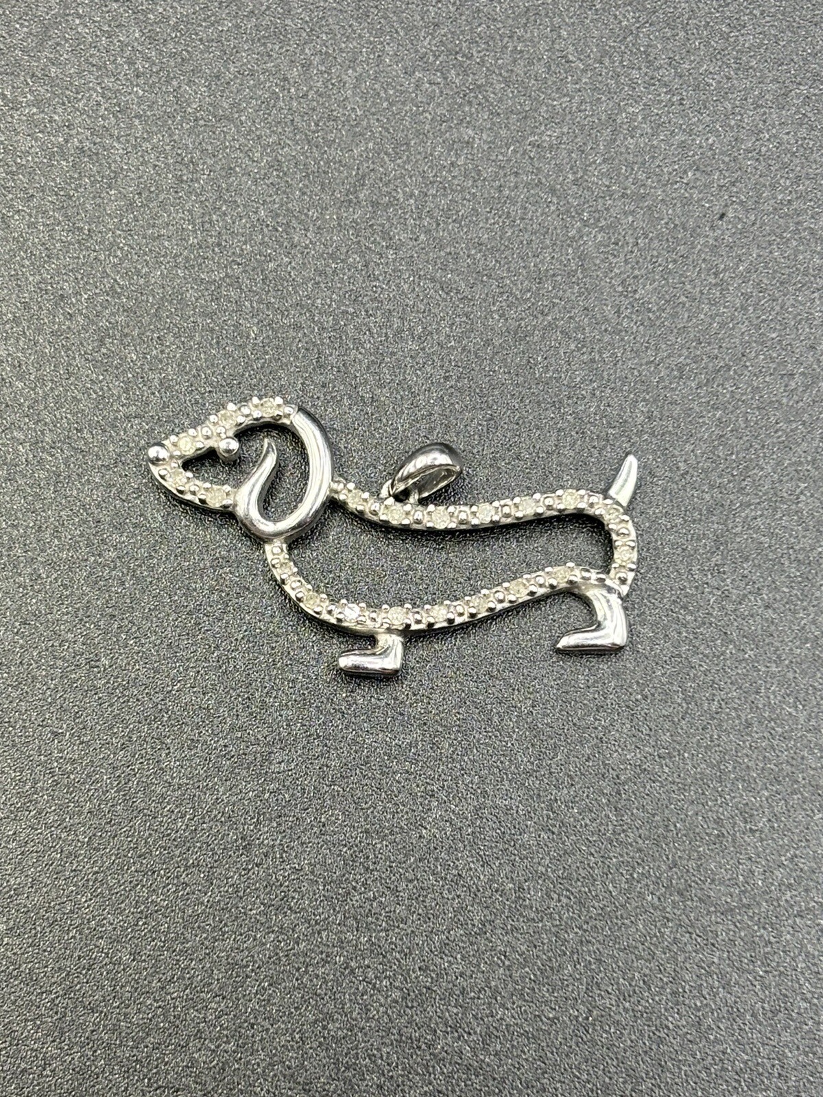 10k White Gold Diamond dachshund Weiner Dog pet lover pendant jewelry 1 ...