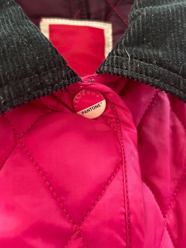Pink Barbour Jacket Pantone 10 UK Quilted Black Cordoury Collar | eBay UK