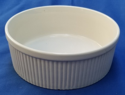 Vintage Carbone 8-inch Souffle Dish White Ribbed Hall China EXCELLENT ...