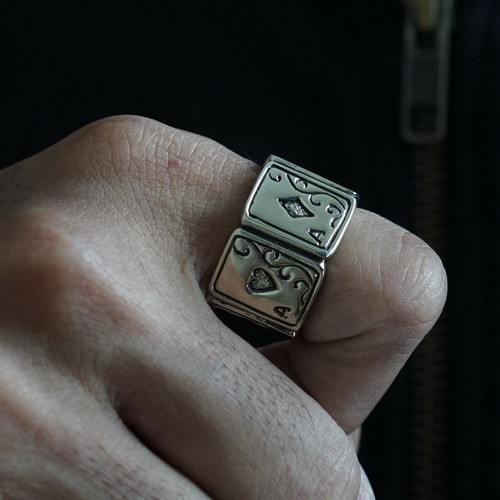 Ace Card Ring men sterling silver 925 Biker Viking gothic cowboy lucky ...