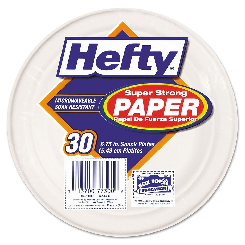 Hefty Super Strong Paper Dinnerware 6 3/4" Plate Bagasse 30/Pack ...