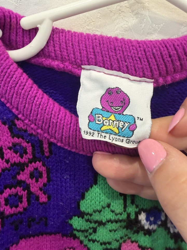 Barney Baby Bop 1992 Kids 2T Long Sleeve Sweater Vintage | eBay