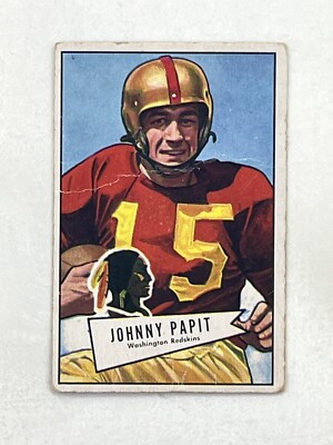 Johnny Papit 1952 Bowman Small RC #143 Sports NFL Redskins Vintage Card ...