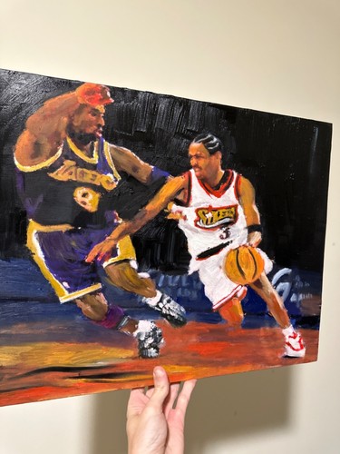 Allen Iverson Vs Kobe Painting Basketball Art Autographed By the Artist ...