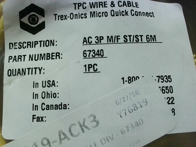 Tpc Wire 67340 Quick Connect Cable Assembly 3P Stright Male/Fem Factory ...