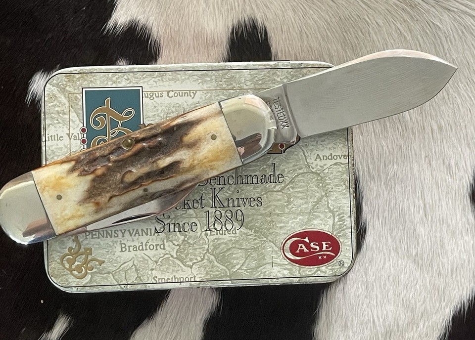 Case Classic 1996 Stag 52050 Dueling Bulls Elephant Toe Knife Error Tin ...