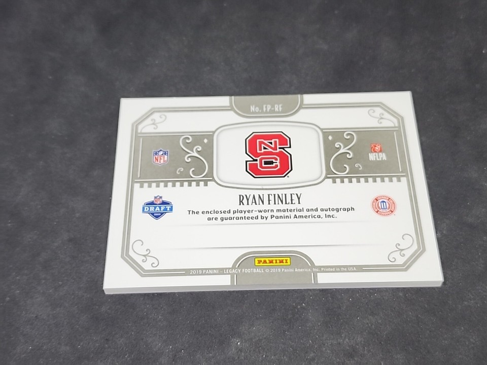 Ryan Finley 2019 Panini Legacy Futures Autograph Jersey Patch ...