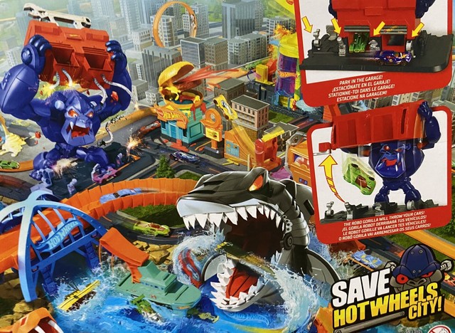 Hot Wheels Gorilla Rage Garage Attack Play Set for City VS Robo Beasts ...