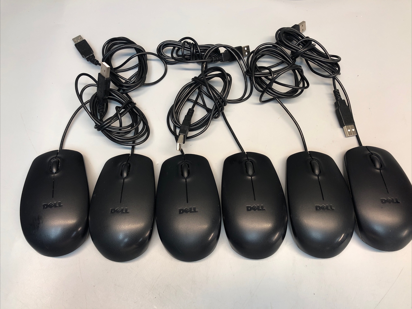 LOT OF 7 Dell USB Wired Scroll Wheel Optical Black Mouse MS111-P | eBay