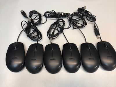 LOT OF 7 Dell USB Wired Scroll Wheel Optical Black Mouse MS111-P | eBay