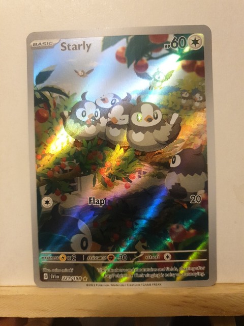 Pokémon TCG Starly Scarlet & Violet Base Set 221/198 Holo Illustration ...