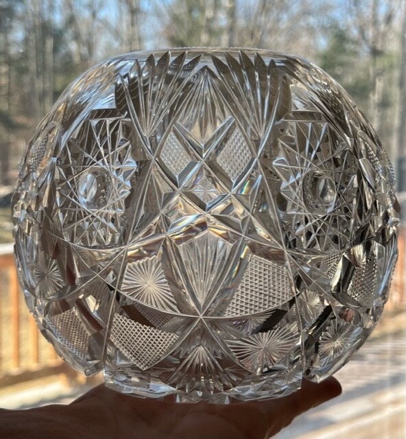 ABP Clark Cut Glass Rose Bowl Pointed Star Pattern Patented 1890 | eBay
