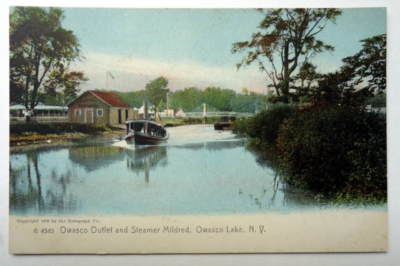 POSTCARD OWASCO OUTLET & STEAMER MILDRED OWASCO LAKE NEW YORK #1 | eBay