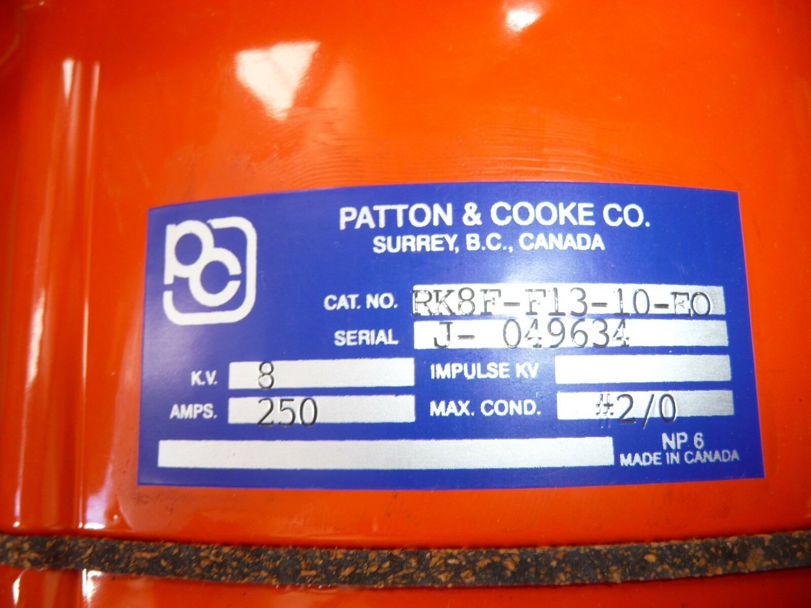 Patton+Cooke 250 Amp 600 RK8F-F13-10-EO | eBay