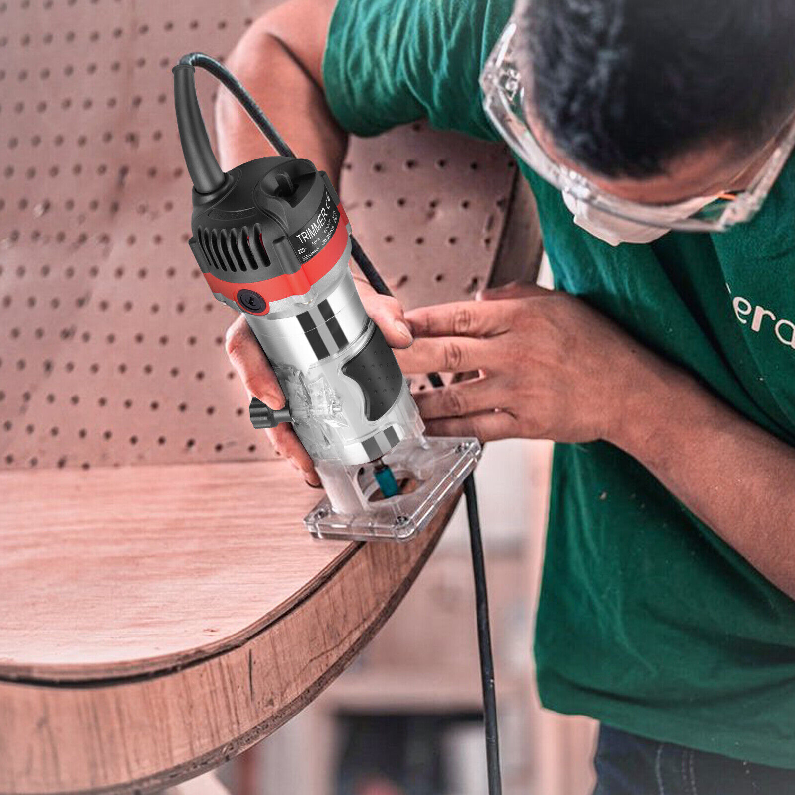 800W 1/4" Electric Hand Trimmer Palm Router Woodworking Laminate Wood ...