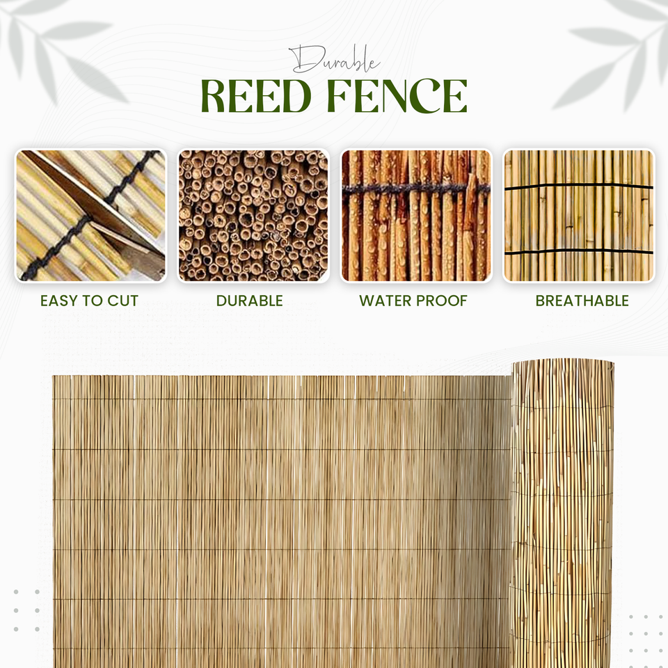 Bamboo Slat Cane Screening Roll Garden Fencing Panel Outdoor Privacy ...