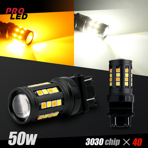 White/Amber 3157 LED DRL Switchback Turn Signal Parking Light Bulbs ...