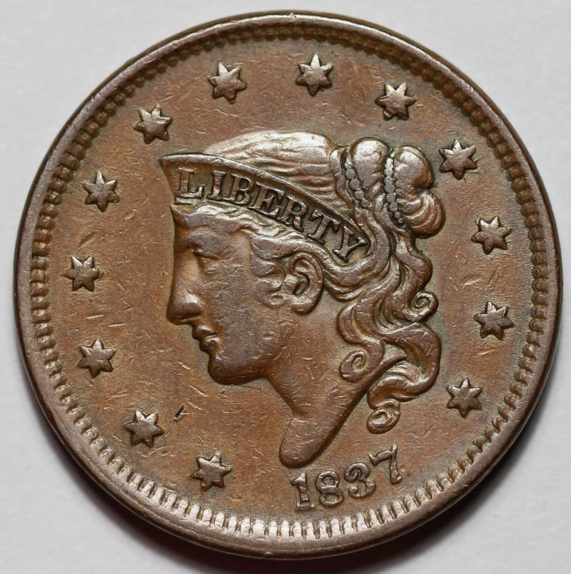 1837 Coronet Head Large Cent - Head of 1838 - US 1c Copper Coin | eBay