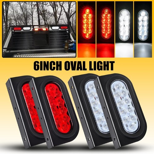Set/4 6Inch Oval 10-LED Tail Light Reverse Backup Lamp White + Red For ...