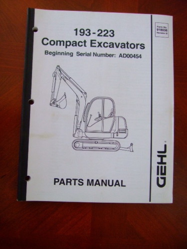 Manuel Des Pièces De La Mini-Excavatrice GEHL 193-223 | eBay