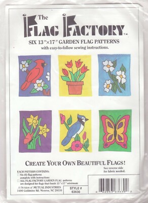The Flag Factory 6 Garden Patterns Applique Flowers Birds Butterfly ...