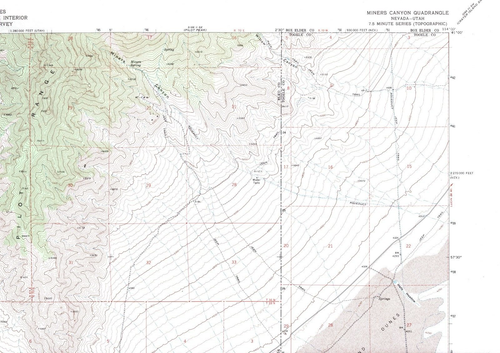 Miners Canyon, Nevada-Utah 1971 Vintage USGS Topo Map 7.5 Quadrangle ...