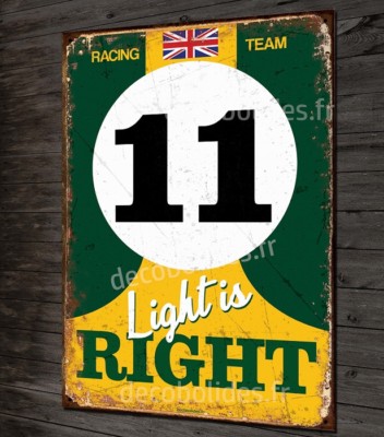 Plaque métal déco Lotus elise, exige, evora " light is right" n°11 ...