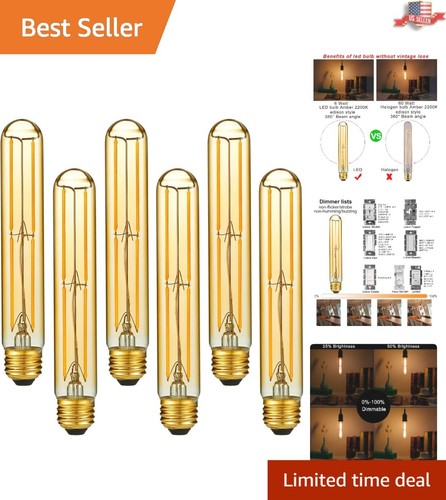 Warm White E26 LED Edison Bulbs - Dimmable 0%-100%, 6-Pack, 2200K Amber ...