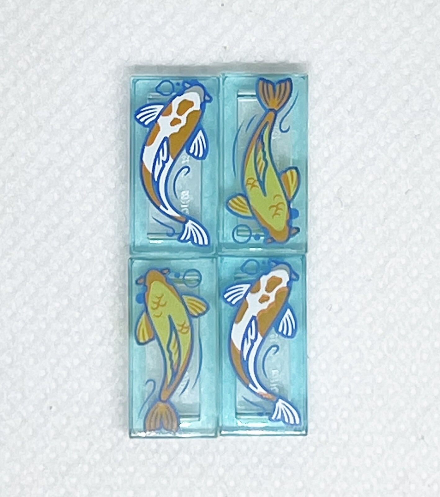 Lego 1x2 Koi Fish Tiles Chinese New Year Translucent Blue Trans Plates ...