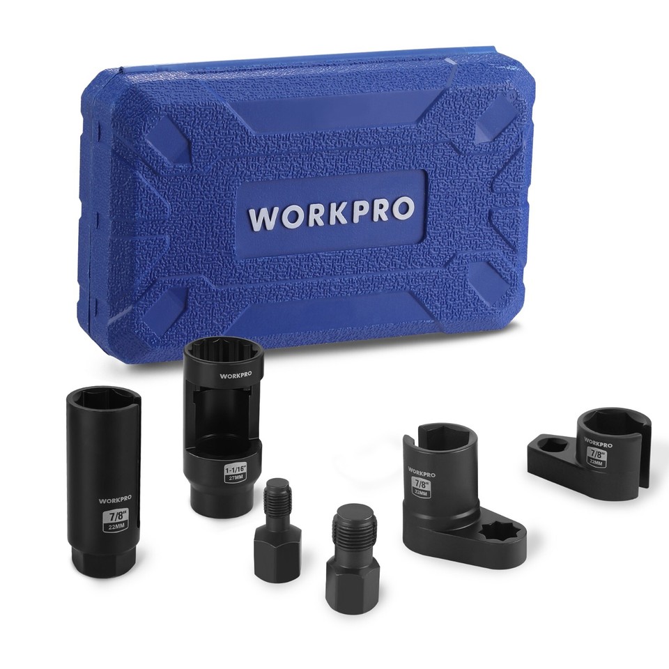 WORKPRO 6PC O2 Oxygen Sensor Socket Automotive3/8"1/2"Drivex1-1/16"7/8 ...
