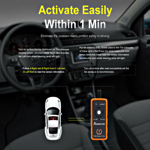 TPMS Reset Tool PLUS with 4pcs Tire Caps Tire Pressure Monitor Sensor ...