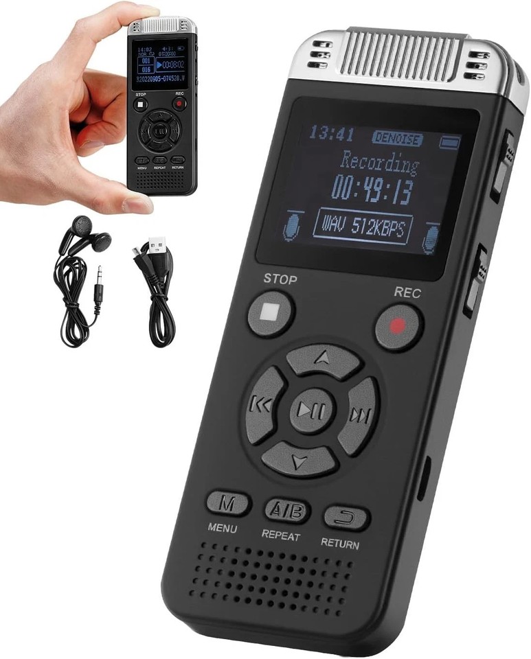 Digital Voice Recorder, 128GB, Voice Activated Recorder with Playback ...