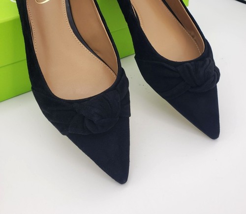 BNIB Sam Edelman Wheaton Black Suede Knot Accent Pointed Toe Flat Size ...
