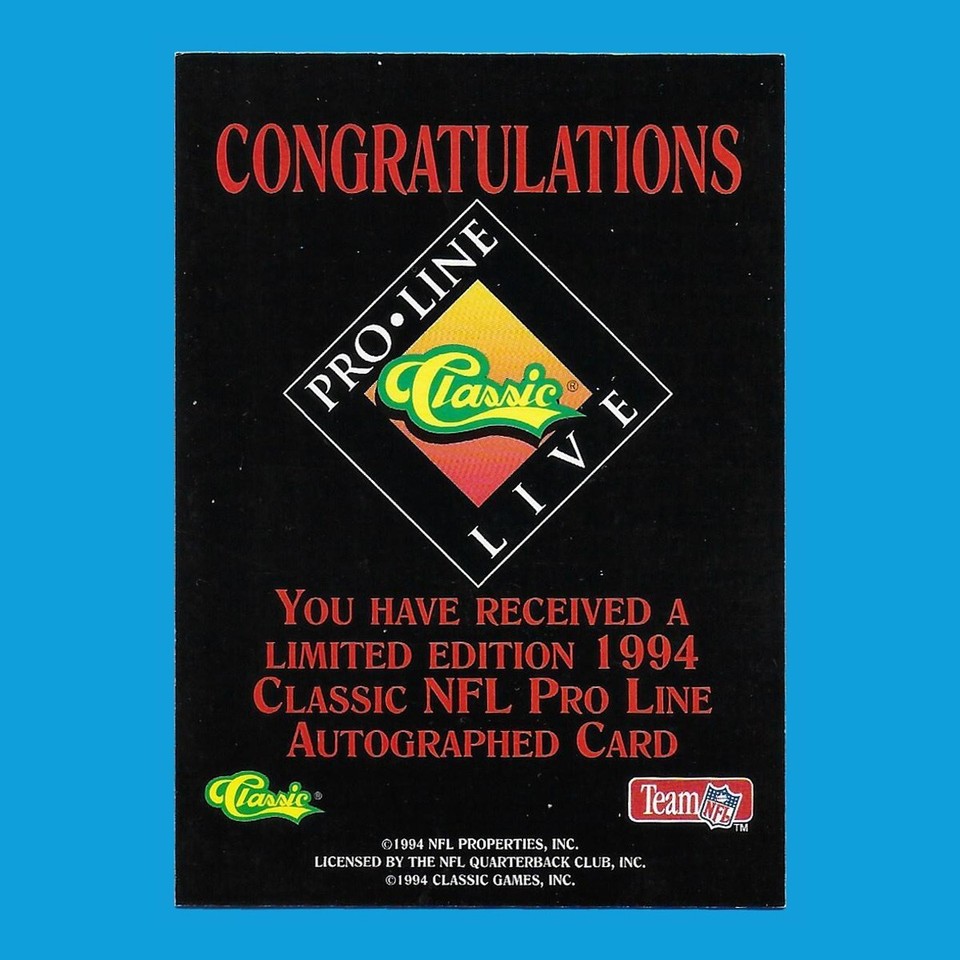 1994 Classic Pro Line Live Autograph - Michael Irvin #/450 - NO RESERVE ...