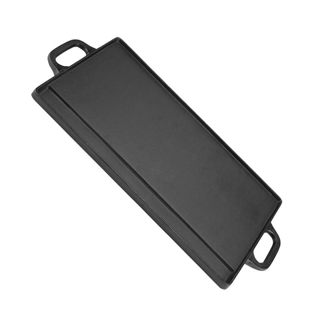 Large Non Stick Cast Iron Griddle Pan Skillet Cooking Plate Hob Stove ...