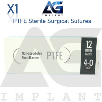 PTFE Sterile Training 75cm Sut ures White Monofilament Dental 12pcs Box ...
