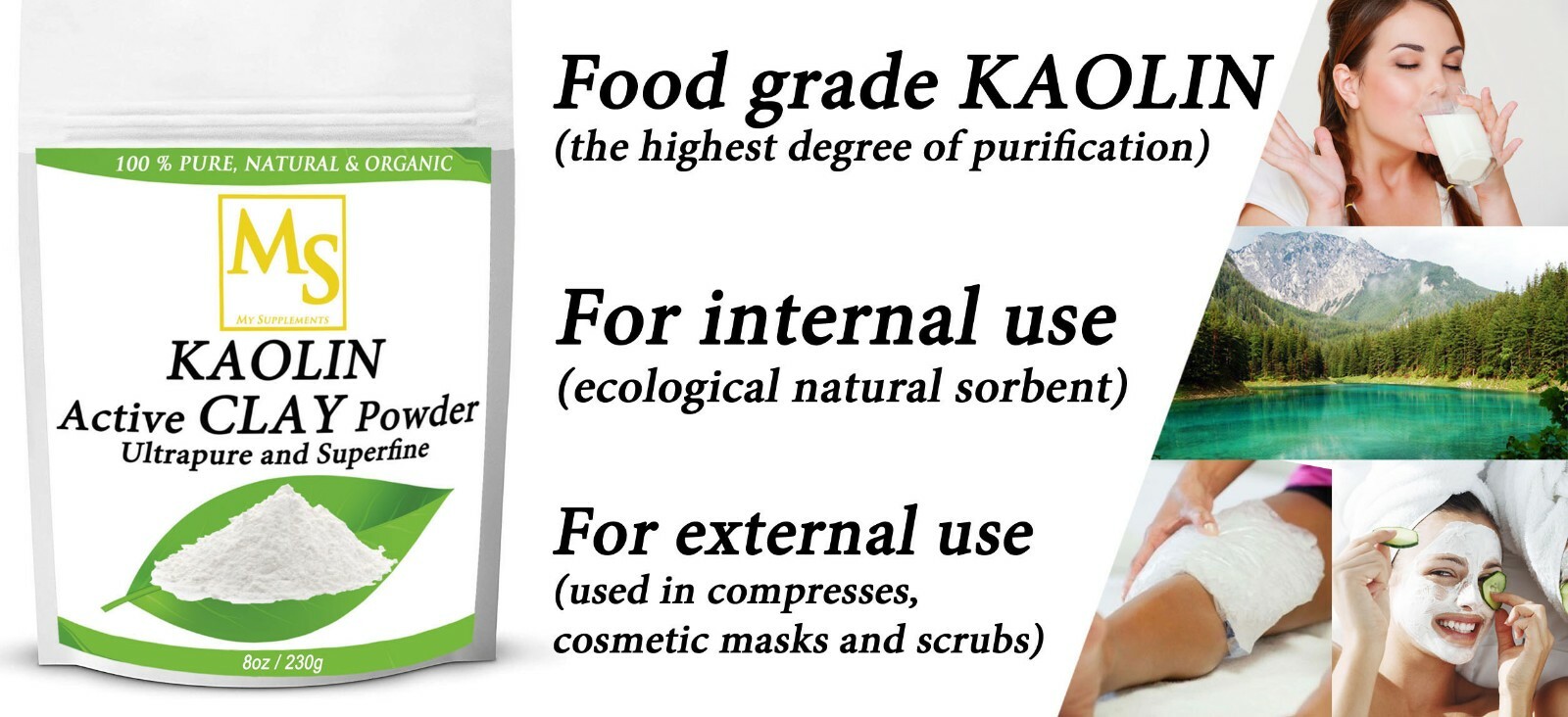 Kaolin Clay White Edible Powder for Eating Face Body Mask Cosmetic ...