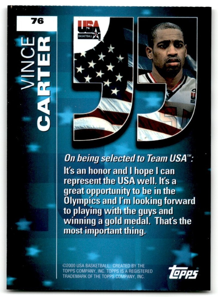 2000-01 Topps Team USA Vince Carter USA #76 | eBay