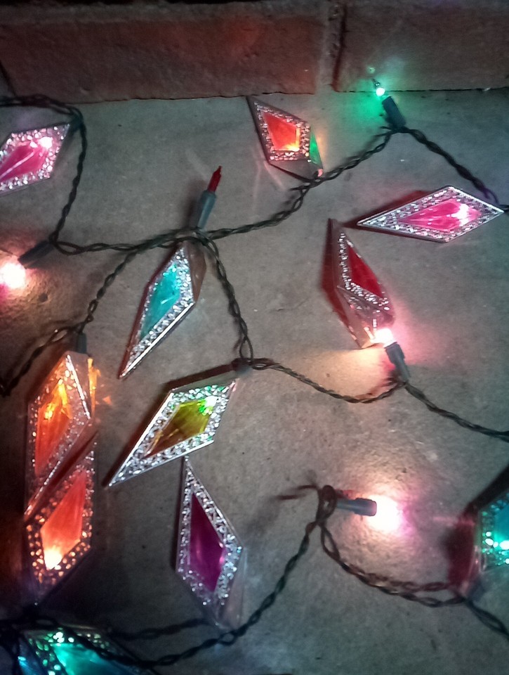 Vintage Holiday Miniature Multicolored Lights Strand With Gem Shaped ...