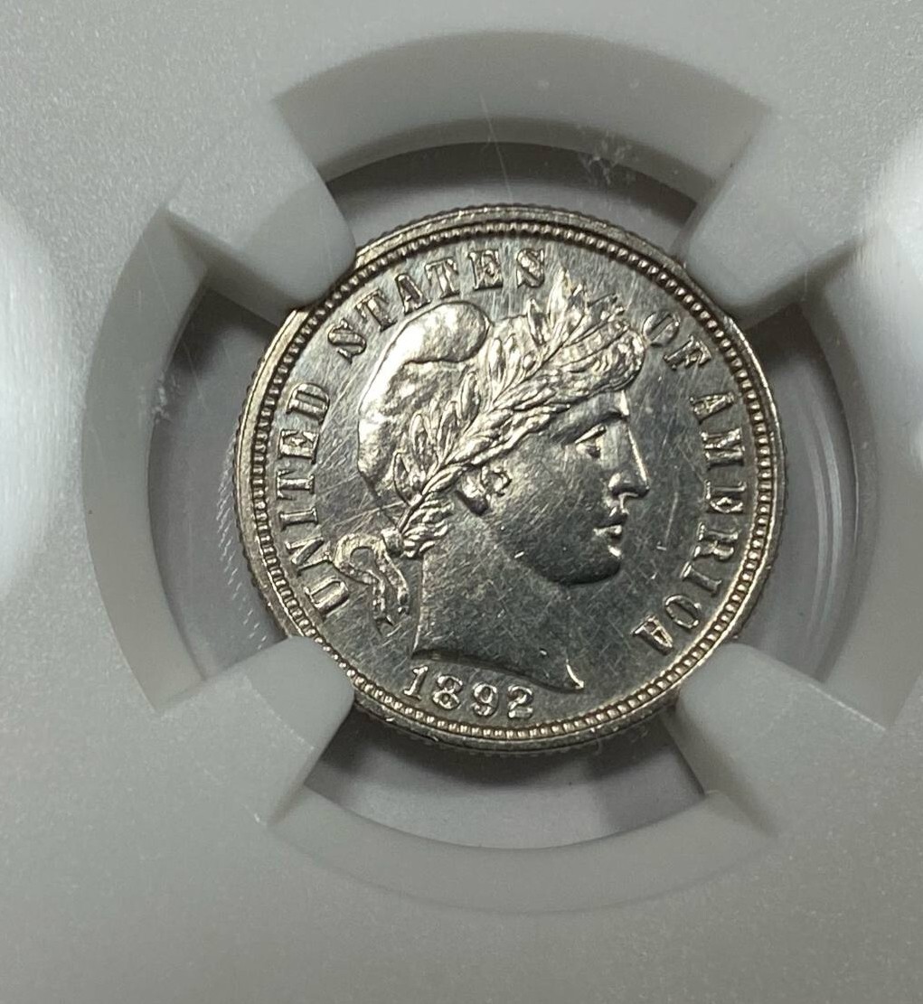 1892 Proof Silver Barber Dime NGC Certified - Proof Details, Scratch