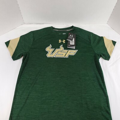 Under Armour Size Kids Youth LG YLG Green USF Tee Shirt Loose Fit Heat ...