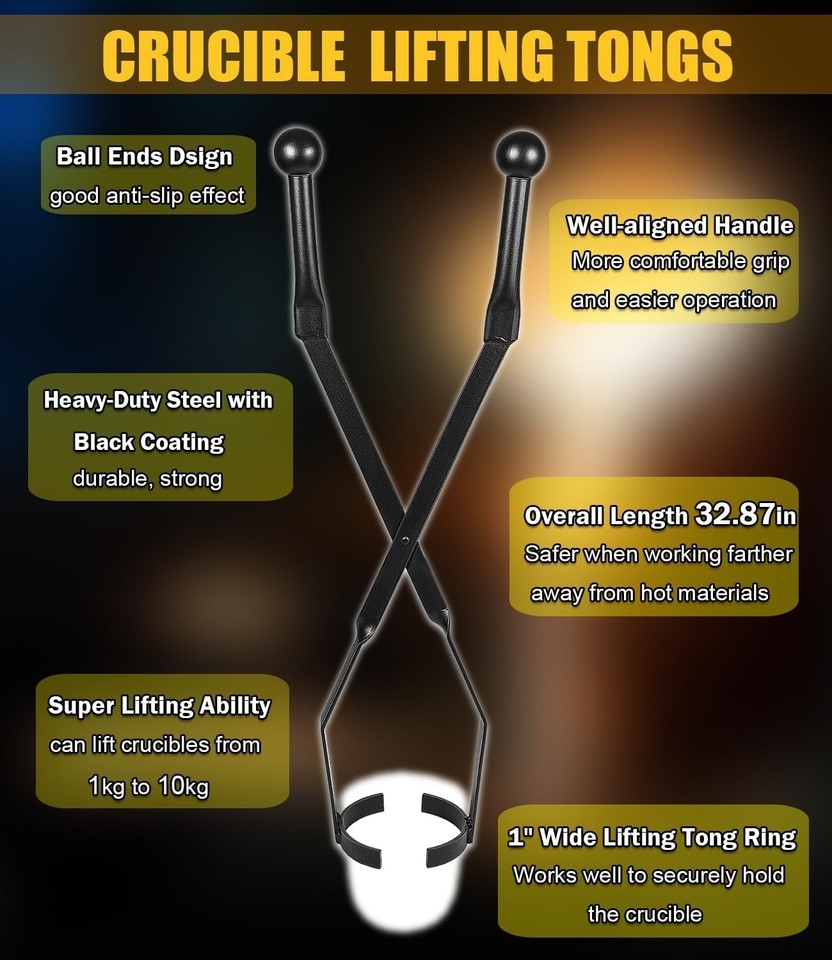 4Kg Crucible Tongs Set, Graphite Crucible Lifting & Metal Melting ...