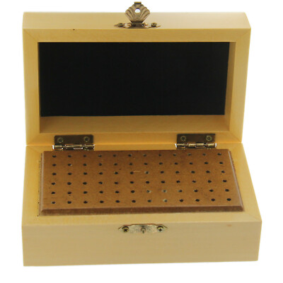 Jewelry Bur Storage Box Wood Organizer Case 72 Hole For Burs Drills ...