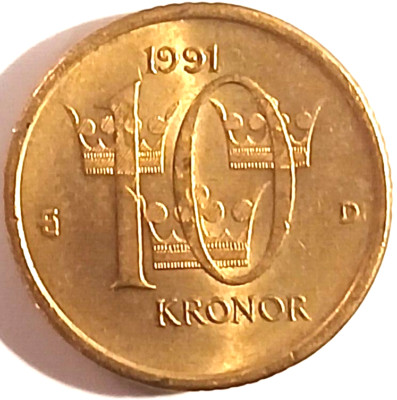 1991 10 Kroner Foreign Coin Sweden | eBay
