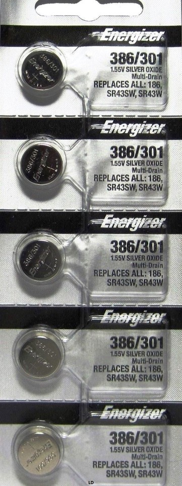 ENERGIZER 386/301 SR43SW SR43W (2 Piece) BATTERY NEW SEALED Authorize ...