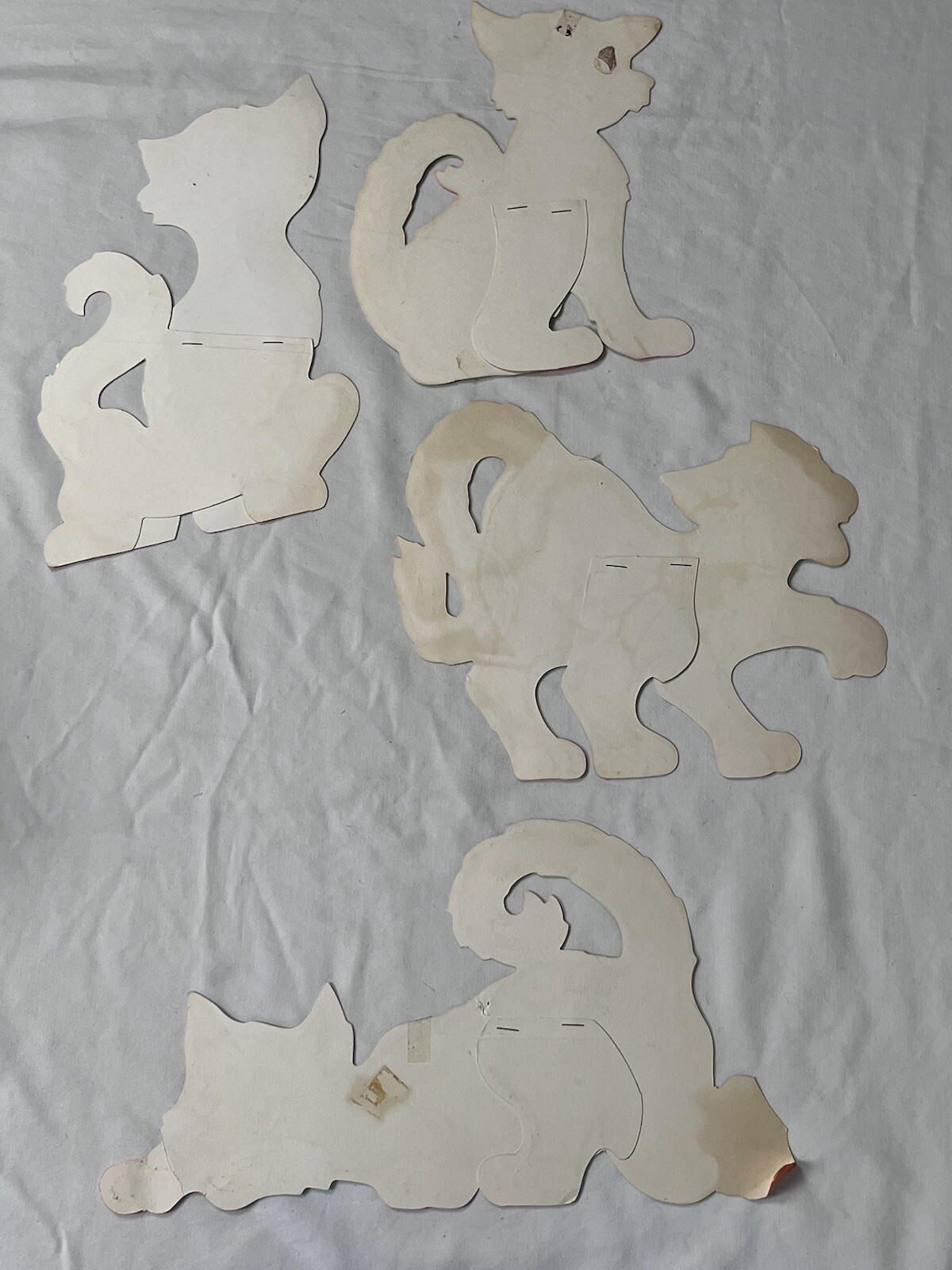 4 Original Vintage 1950's Cutout Black Cat Halloween Decor TableTop USA ...