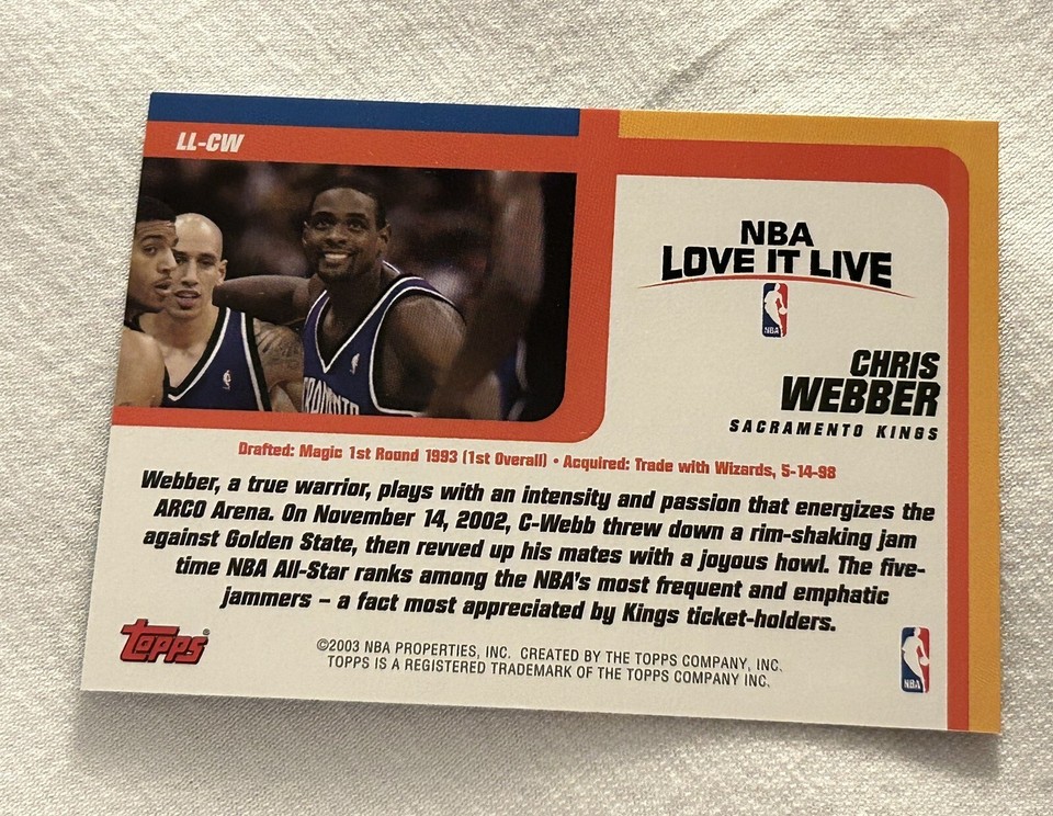 Chris Webber 2003-04 Topps Love it Live #LL-CW Kings E762 | eBay