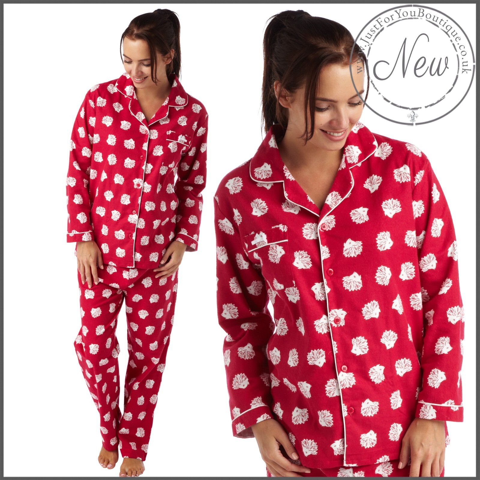 Ladies Flannelette Wincey PJs Pyjama Set Warm Winter Cotton Size 8 to ...
